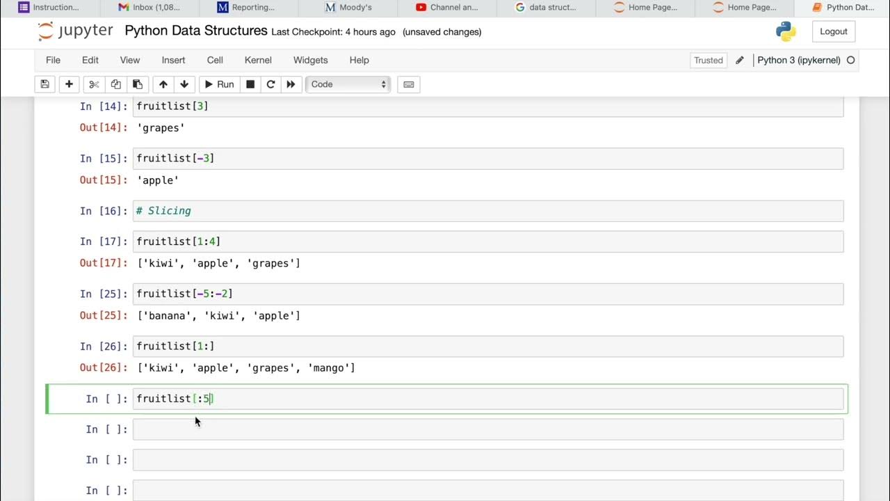 Python class 8 Data structures - List - indexing , slicing , negative ...