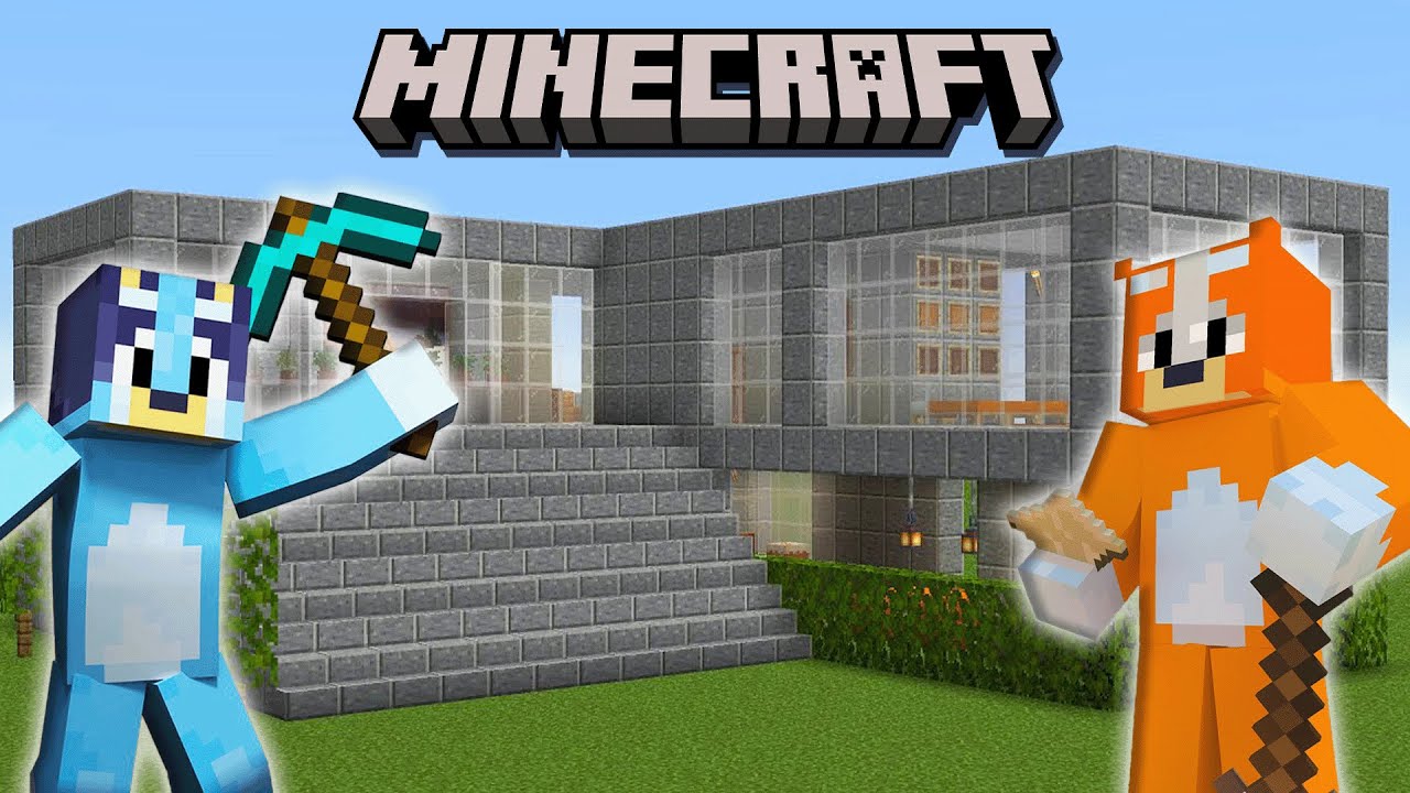 Bluey And Bingo Built a Modern STONE House in Minecraft - YouTube