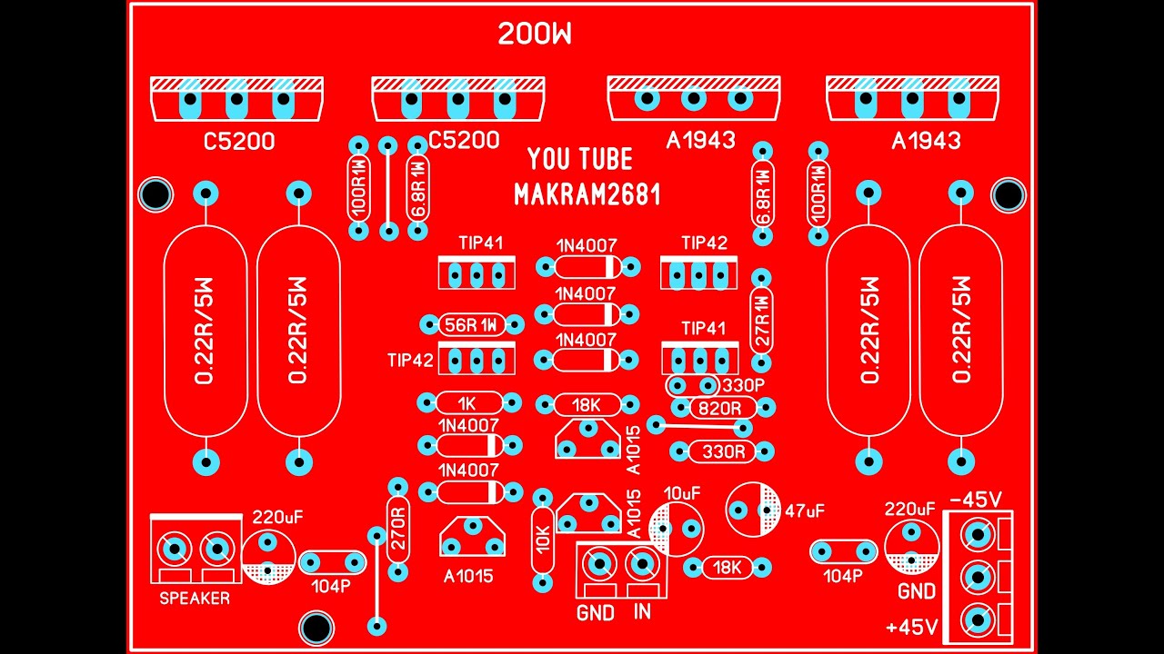 200watt Audio power amplifier 45V+45V Free pcb pdf - YouTube