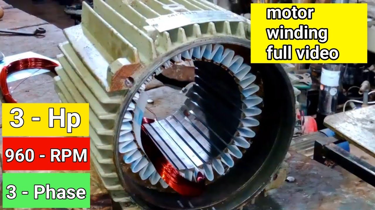 3HP/ 960RPM/ 36.SLOTE...(3ph) motor winding / how to wind motor / मोटर ...
