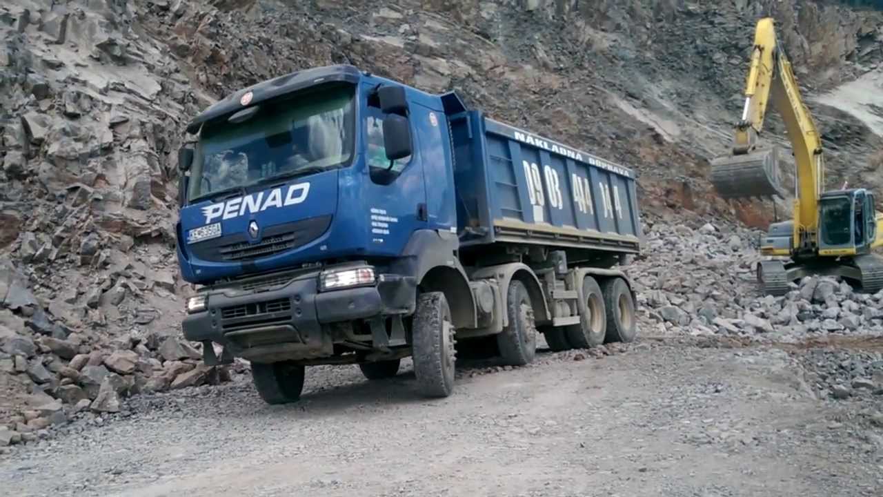 Renault Kerax 8x4 exit from the excavator - YouTube