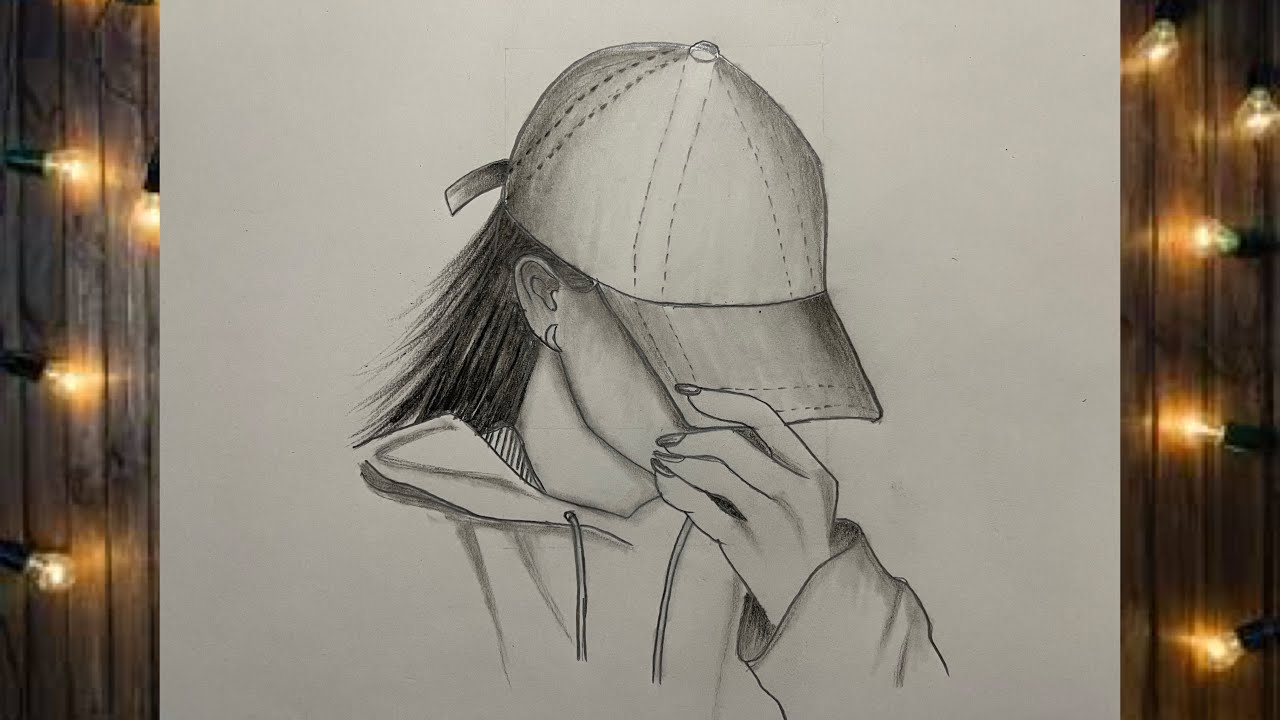 How to draw a girl with cap step by step | Hidden Girl Face Drawing ...