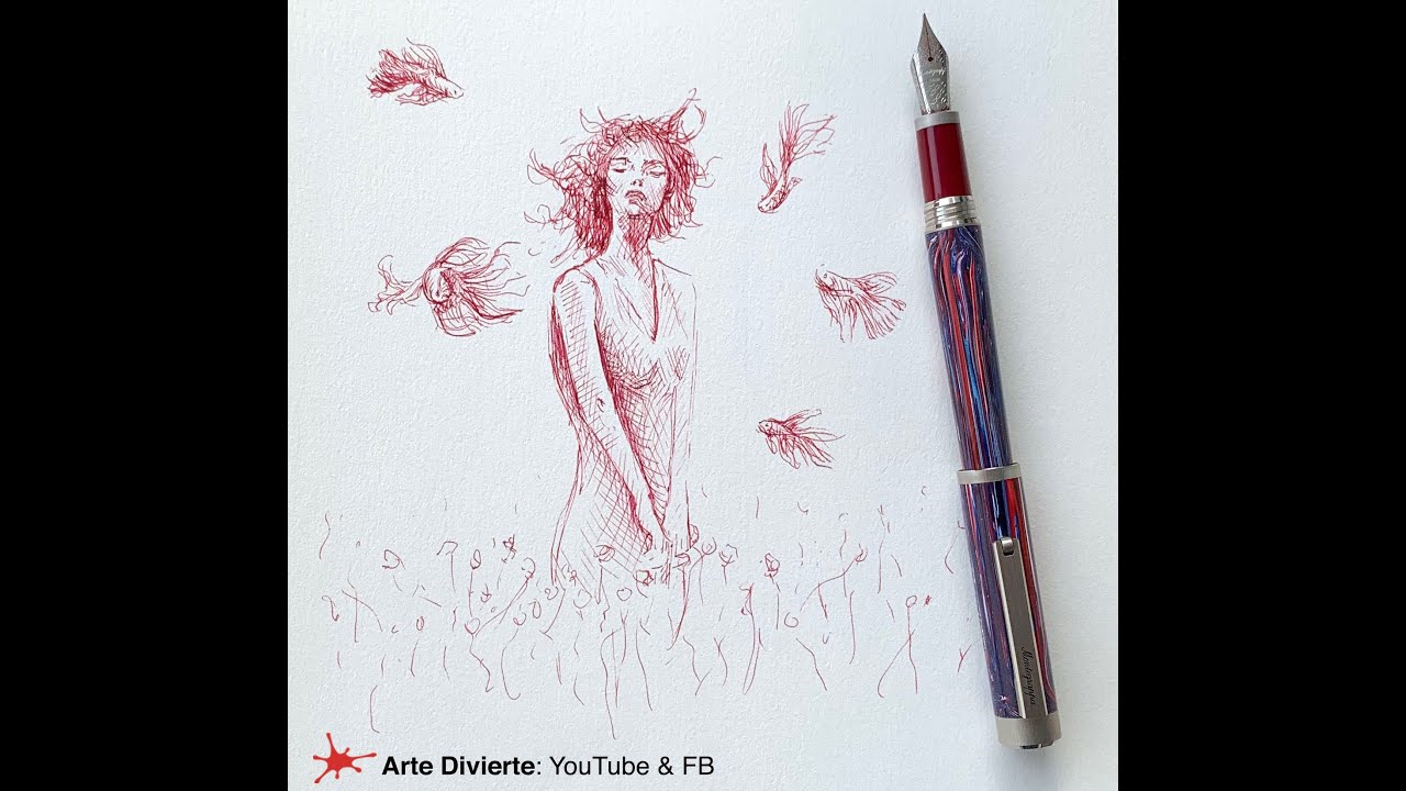 CÓmo Dibujar Una Bella Mujer Con Tinta Surrealista Youtube