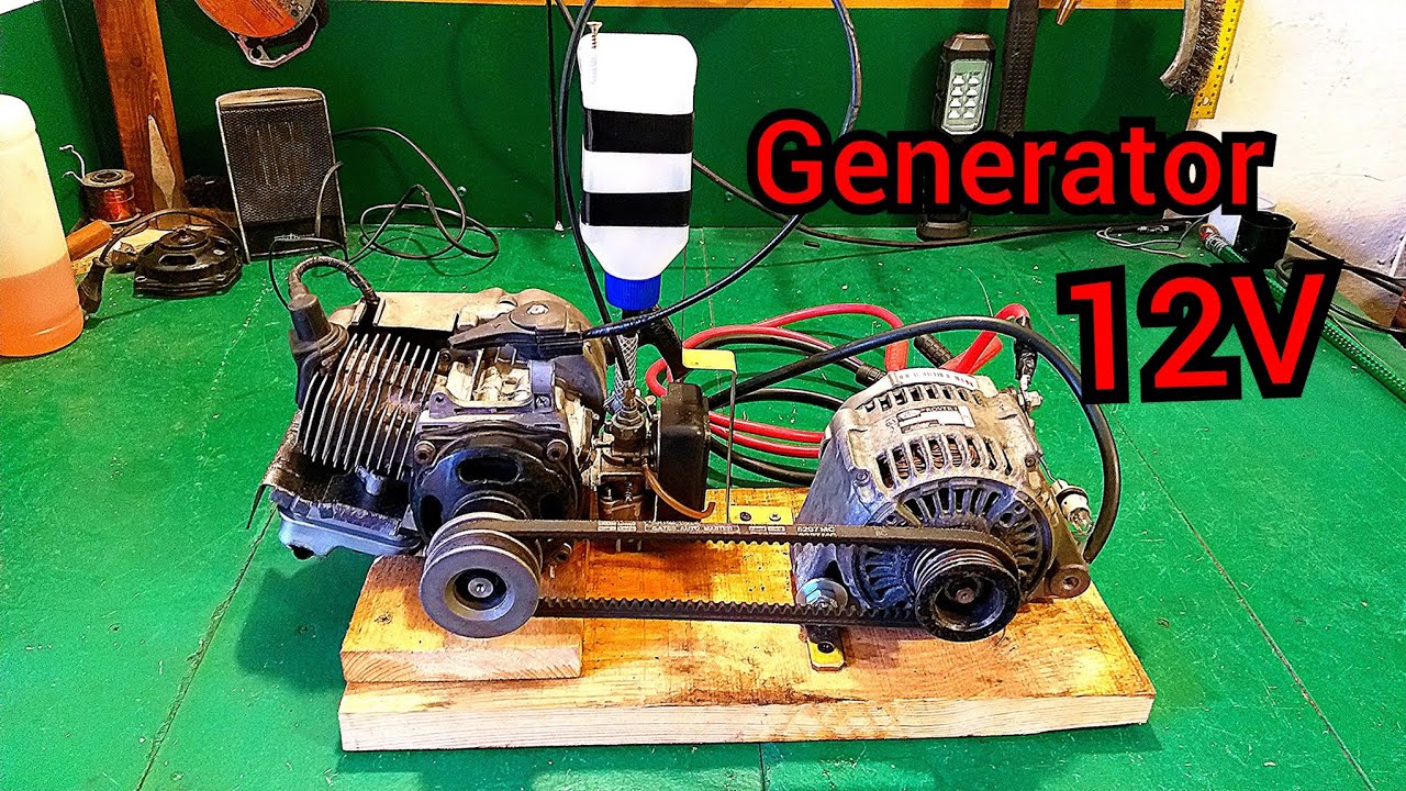 Generator prądu z alternatora i silnika 50ccm od Mini Bike - YouTube