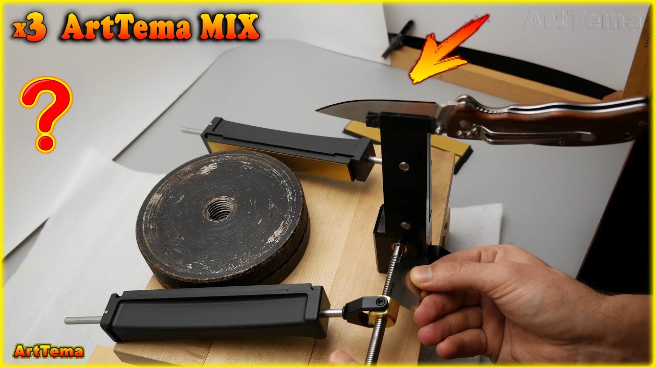 An unusual sharpener with a unique method of sharpening a knife from ...