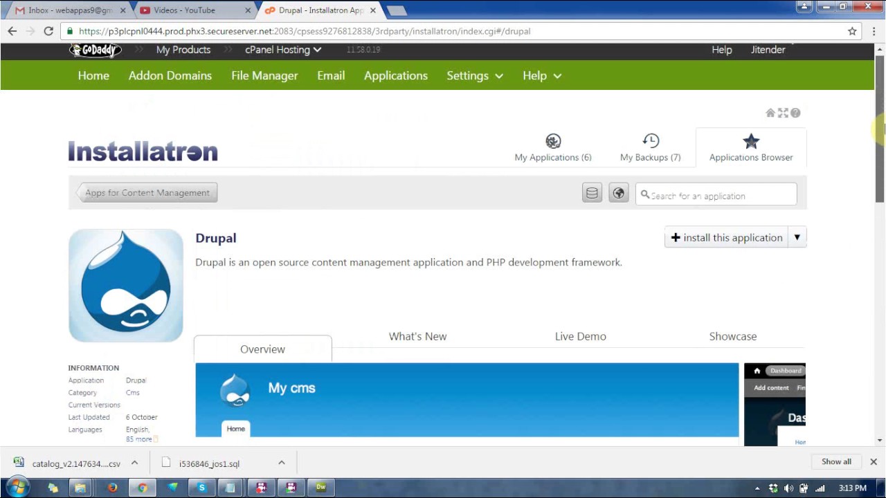 How to installed the DRUPAL CMS through CPANEL (Godaddy.com hosting ...