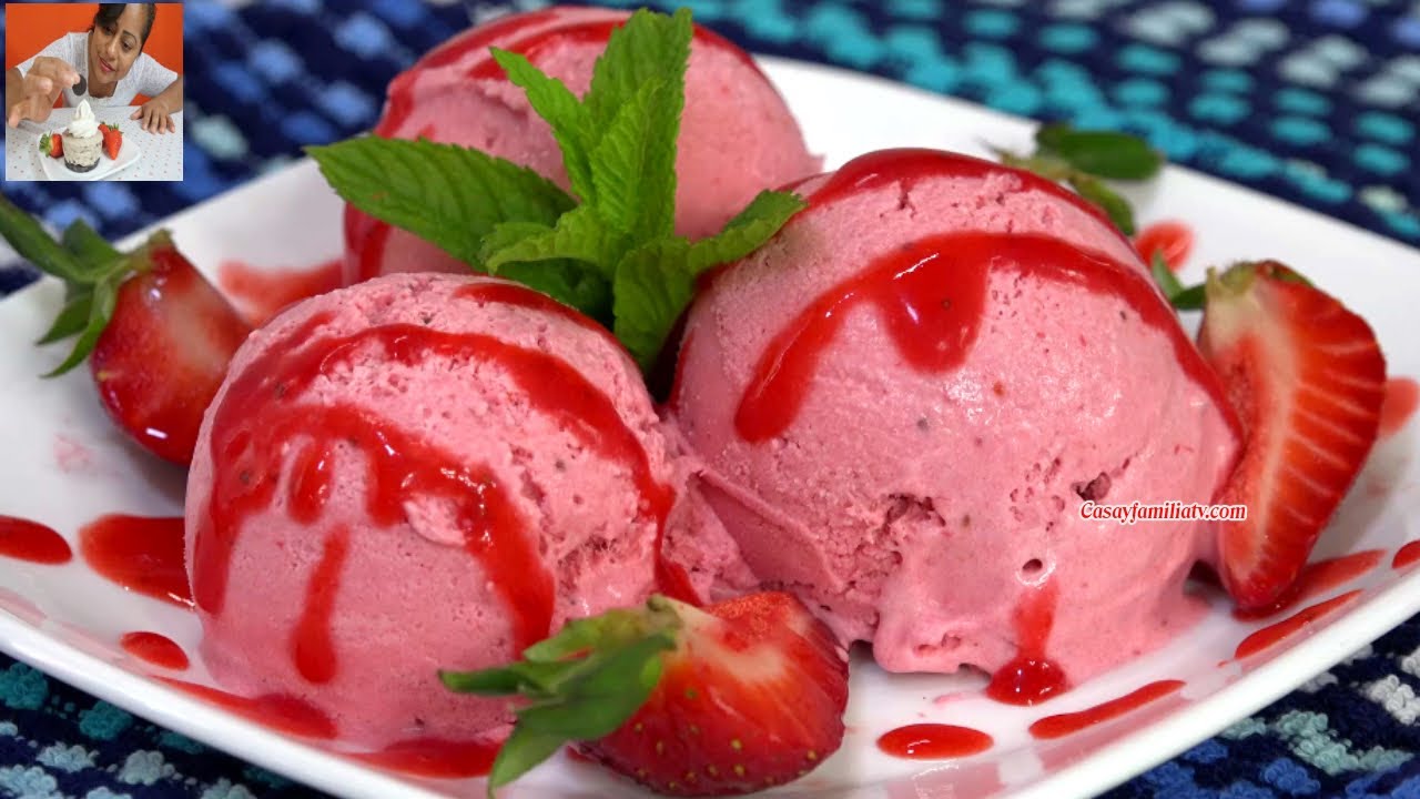 Pero que DELICIOSO POSTRE | HELADO DE FRESA CON SOLO 3 INGREDIENTES ...