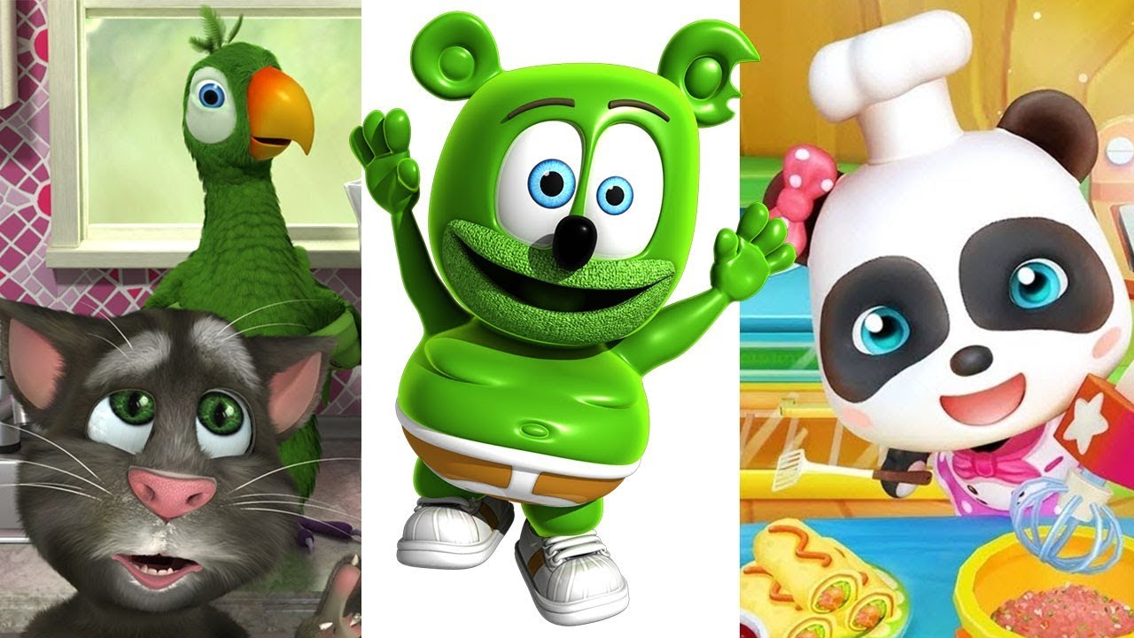 My Talking Parrot 3 Gummy Bear Little Baby Panda funny video for kids ...