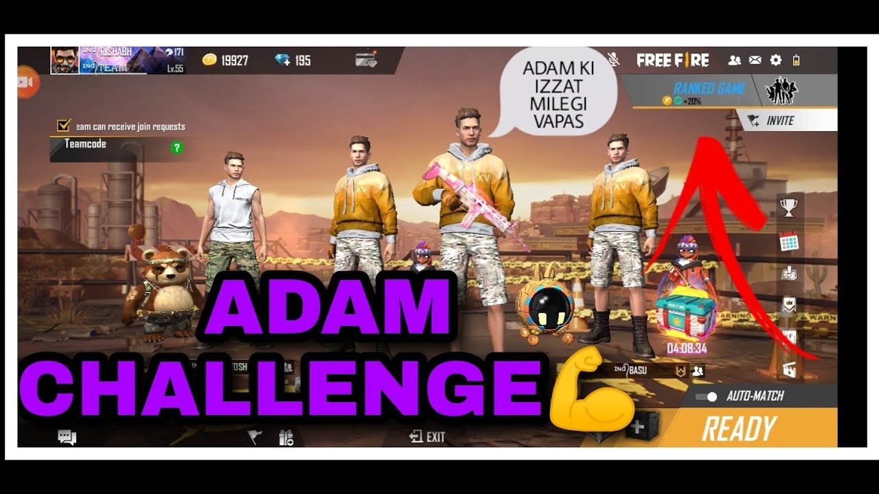 ADAM CHALLENGE💪 IN RANKED GAME 🎮 - YouTube