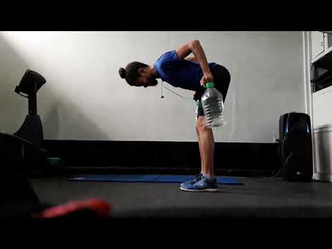 Bent over row (with water bottle)