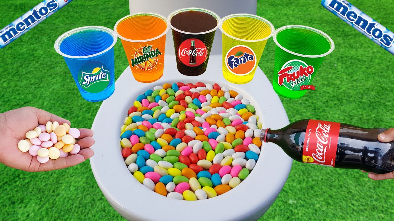 Experiment Colorful Candy VS Coke, Sprite, Fanta, Mountain Dew, Pepsi ...