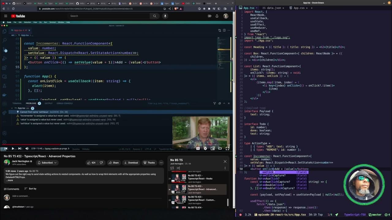 Watch Me Code: Learning TypeScript - React Advanced Properties - Part 1 - YouTube