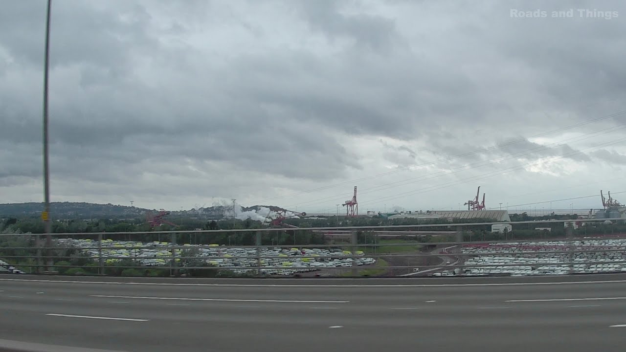Royal Portbury docks from the M5 Avonmouth bridge, Somerset, England ...