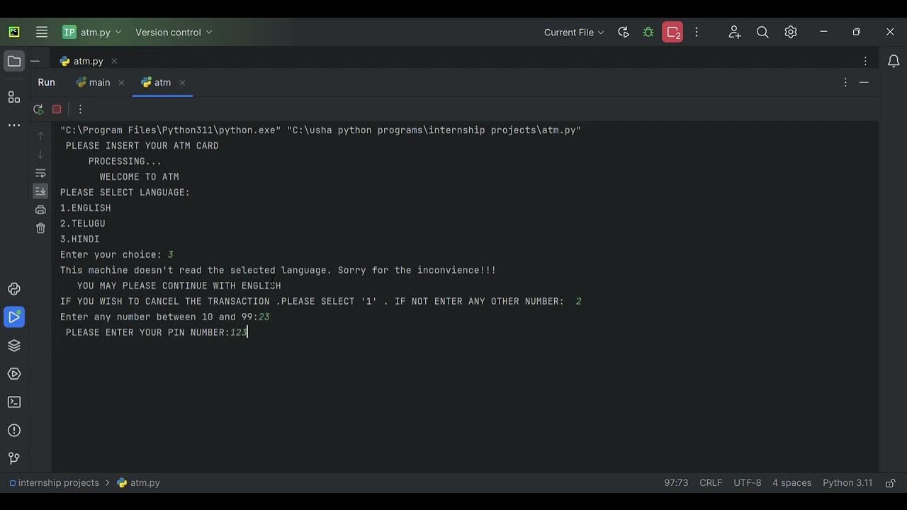 atm using python - YouTube