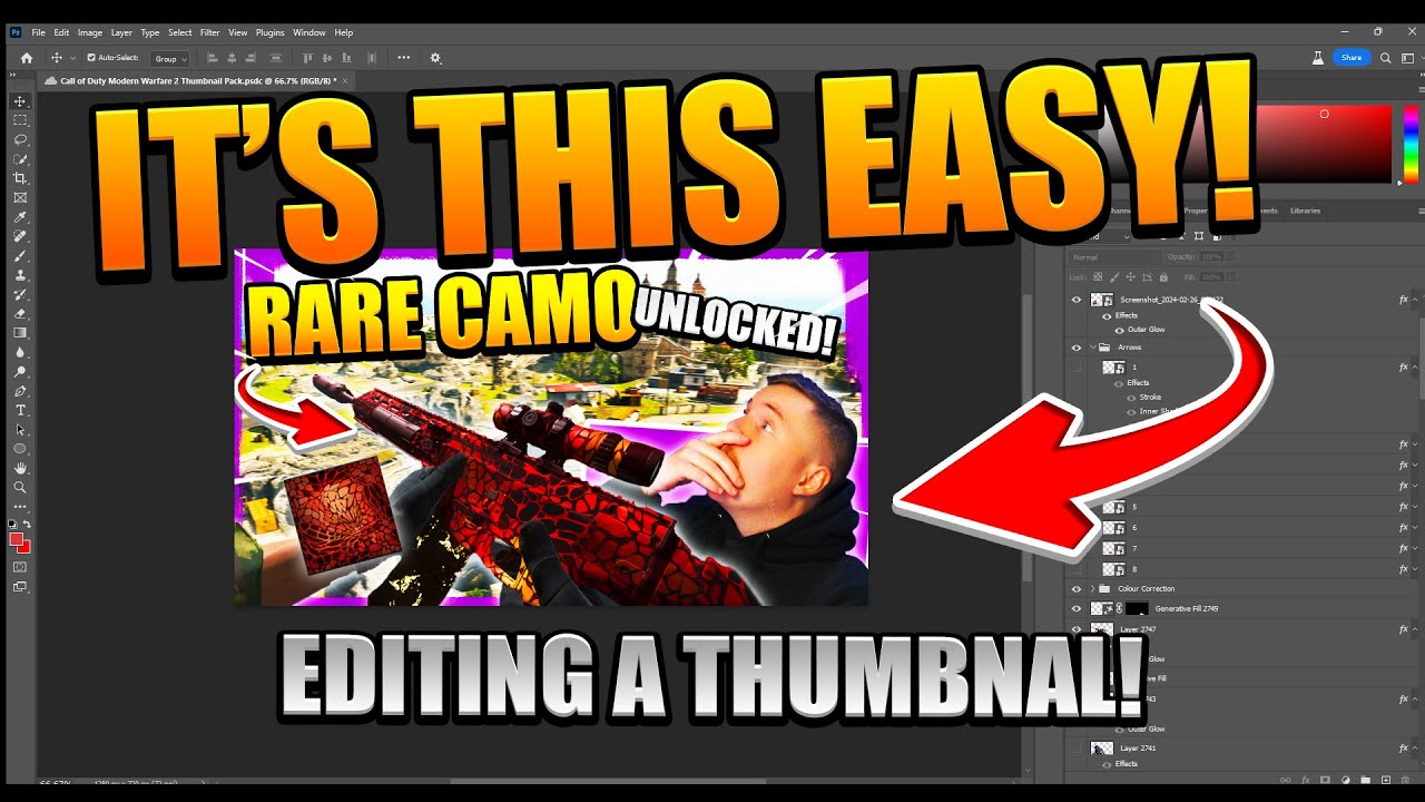 IT'S THIS EASY! Editing a Call of Duty Warzone Thumbnail in Photoshop ...