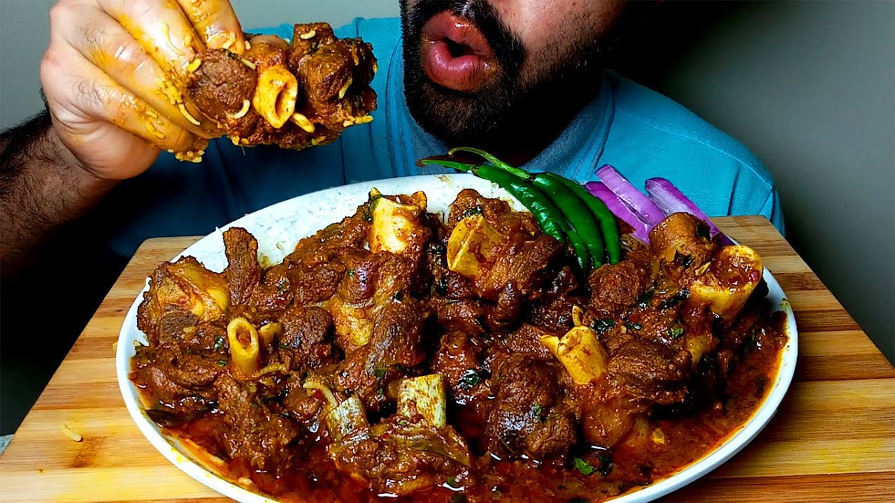 Mirchi Korma Mutton AND RICE EATING SHOW|#HungryPiran - YouTube