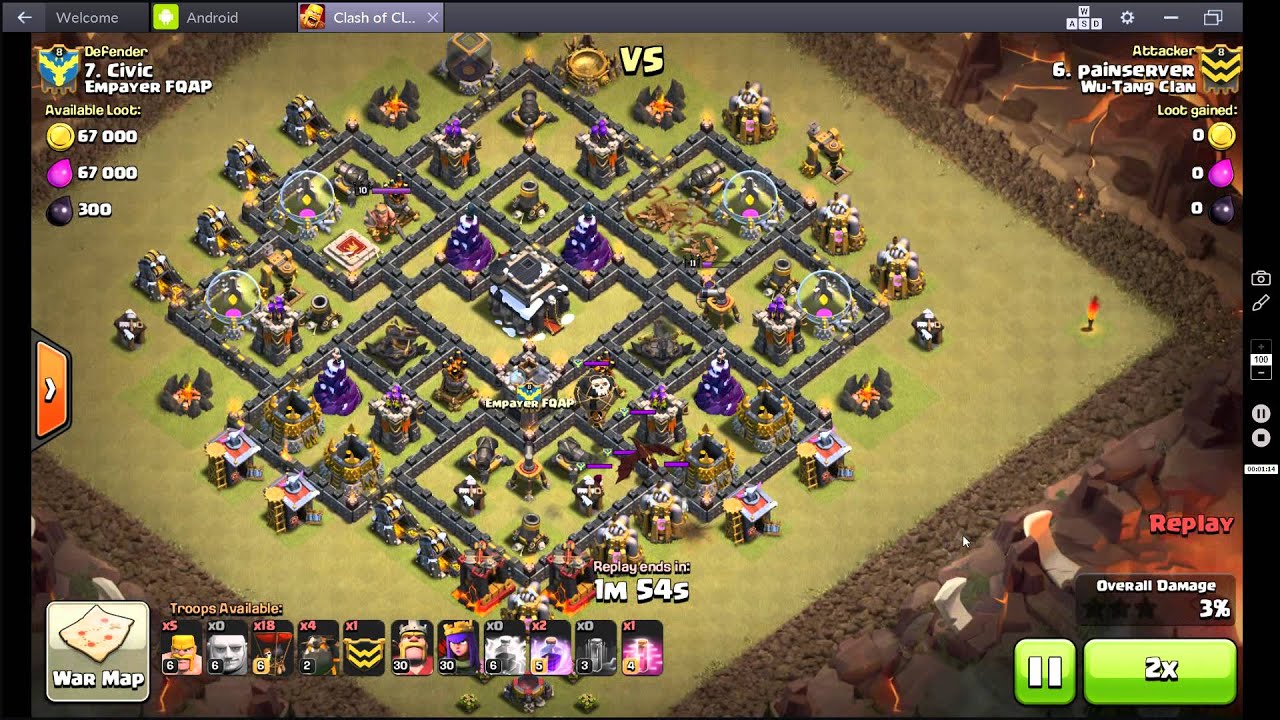 Clash Of Clans 3 star attack Lavaloon 5 hounds Max TH9 Tesla Moat - YouTube