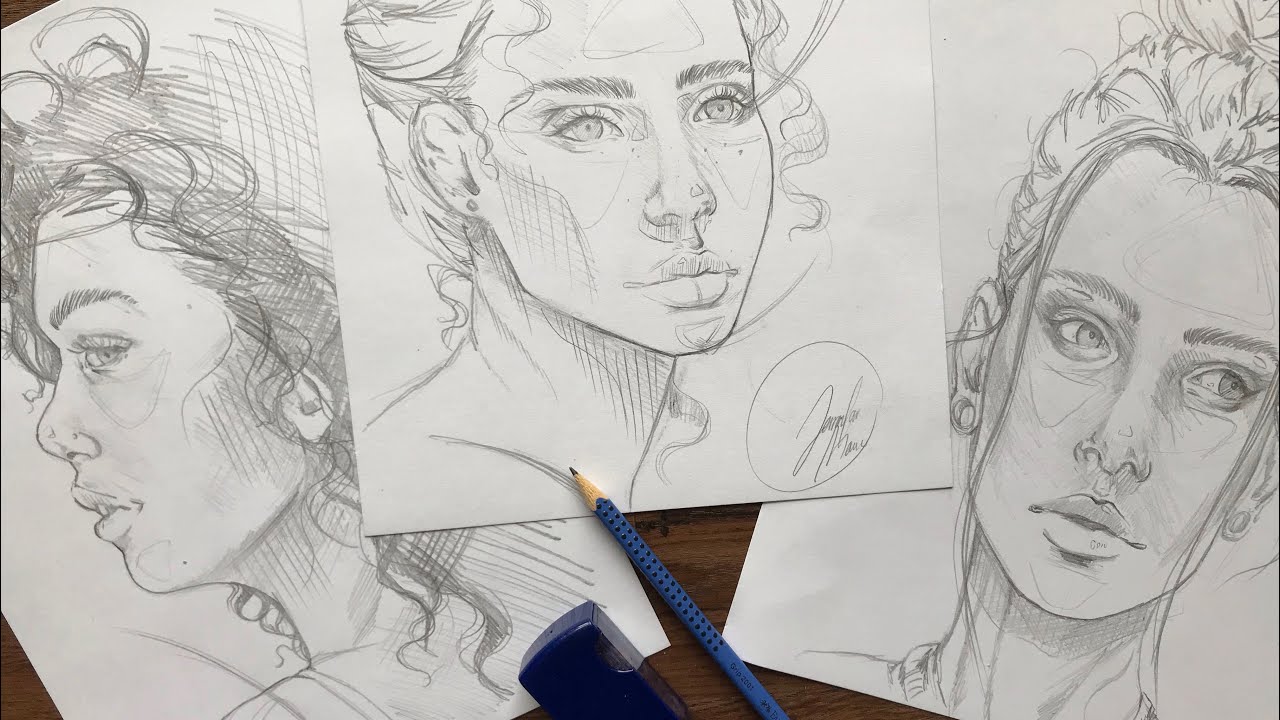 Portrait Drawing with Pencil | Sketching and Study Faces #sketchwithme ...
