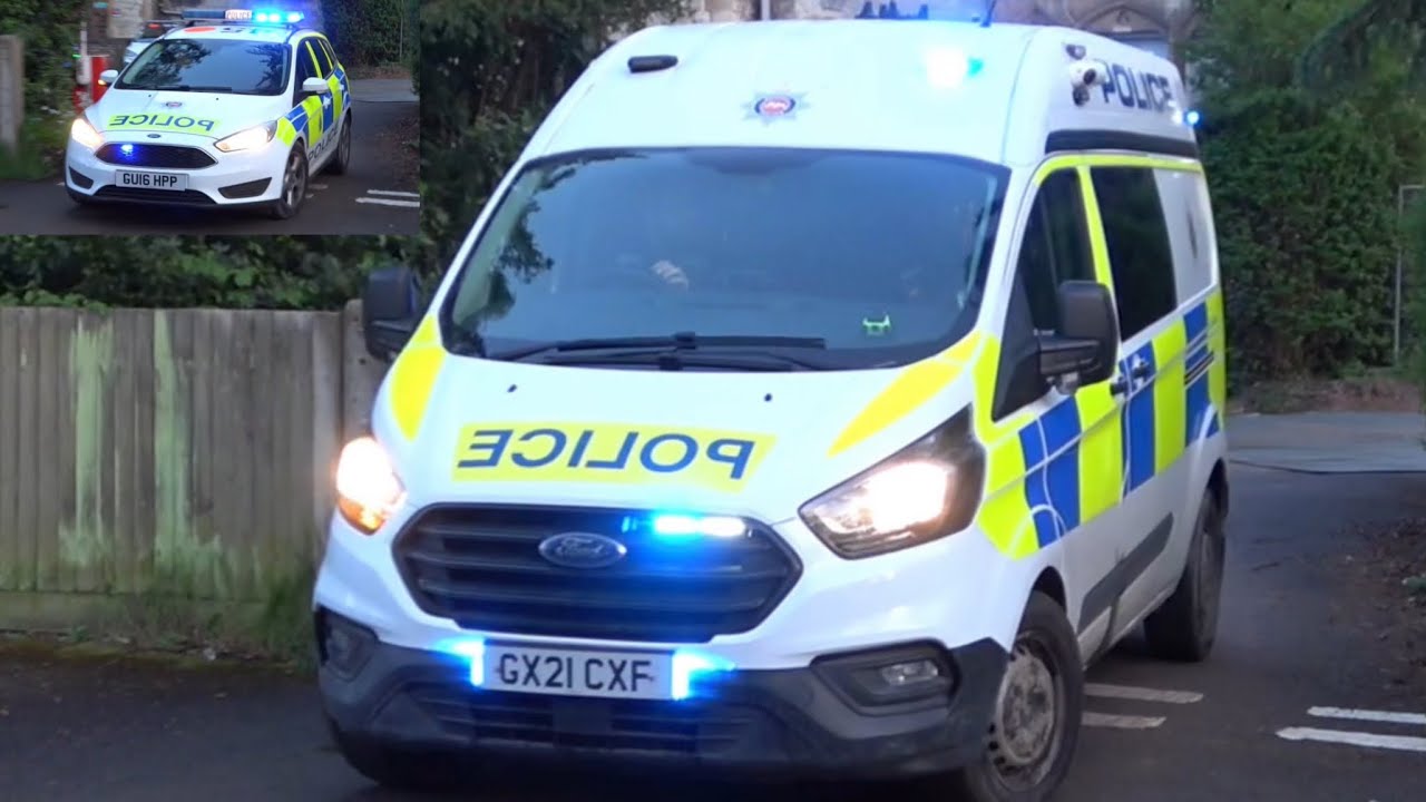 Surrey Police, Ford Transit Cell Van & Old style Ford Focus responding ...