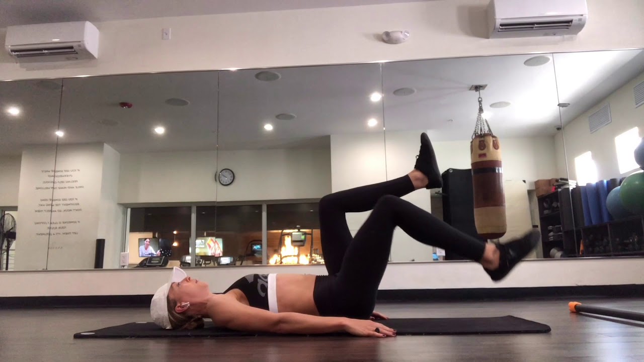 Lying Alternating leg lowering - knees bent - YouTube