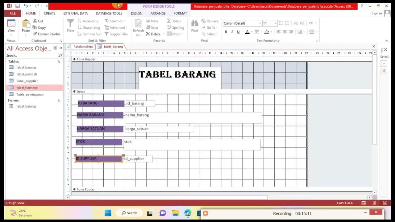 Tutorial cara membuat database penjualan di ms.access - YouTube