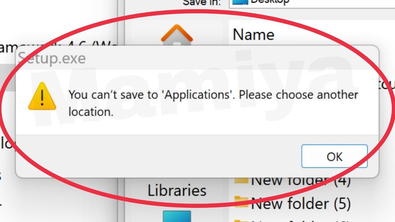 Microsoft .Net Save Fix You can't save to application please choose ...