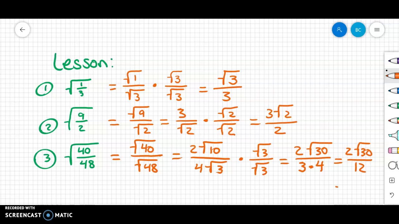 Rationalizing the Denominator #1 - YouTube