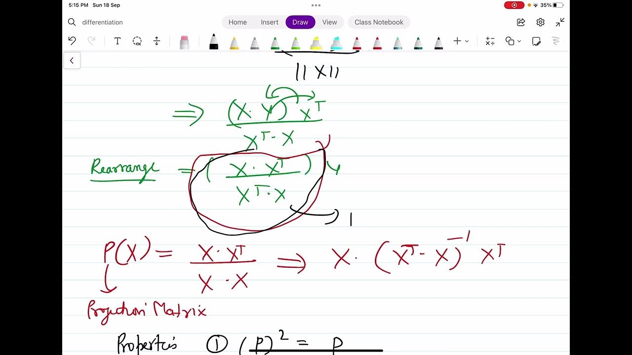 Projection matrices and their properties with examples - YouTube