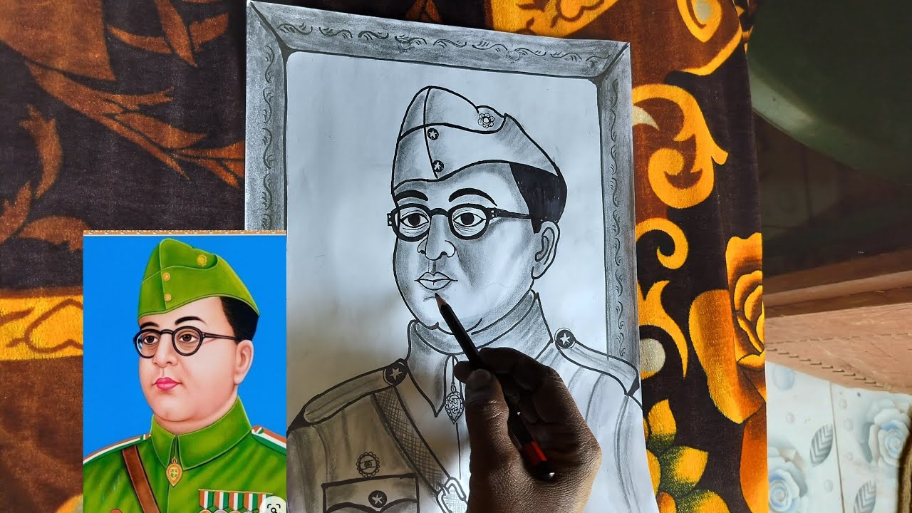 Subhas Chandra Bose Drawing//Subhas Chandra Bose Drawing with Pencil ...