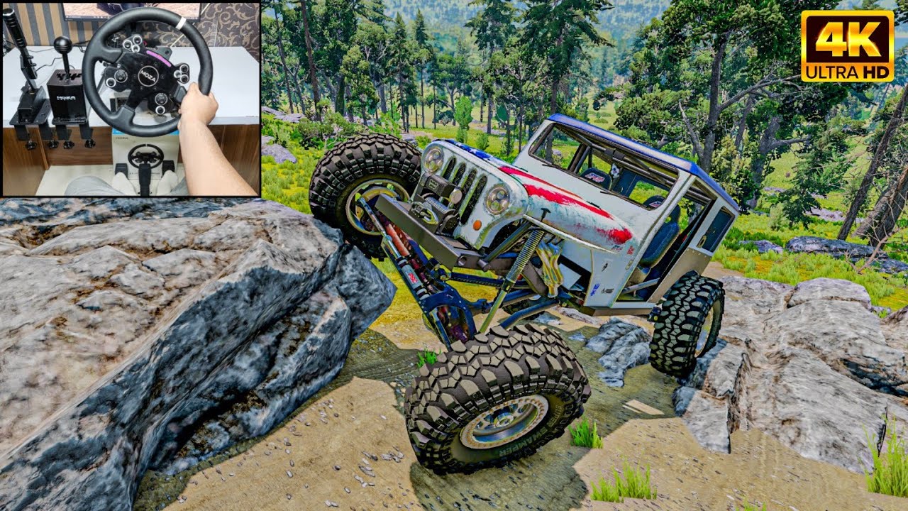 Realistic Rock Crawling Jeep Wrangler CJ | BeamNG.Drive | Moza R5 ...