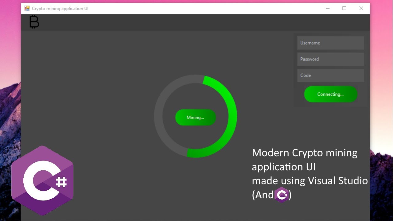 Modern Crypto mining Application UI in Visual Studio (Tutorial, by C# ...