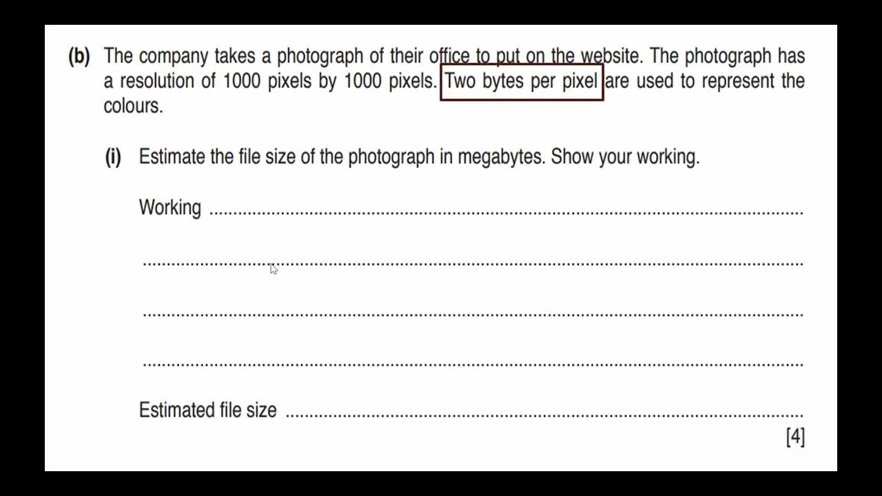 Computer Science 9618 Image and File Size Past Exam Questions - YouTube