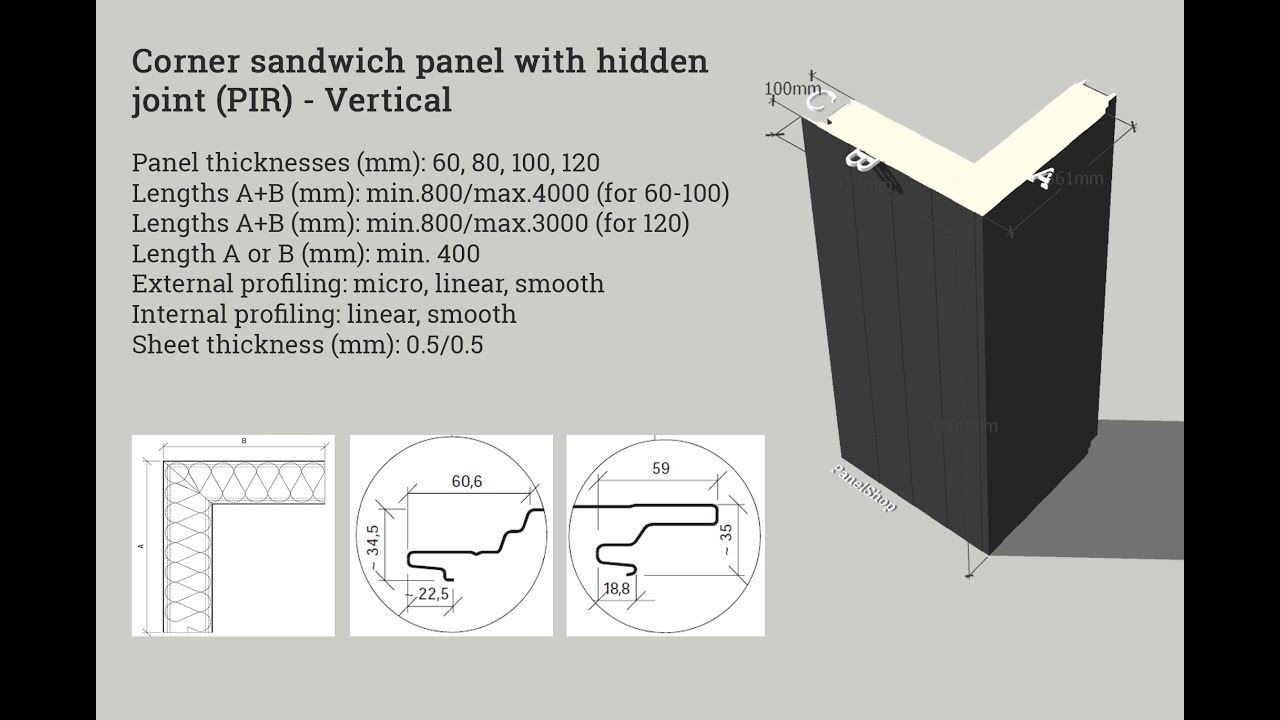 Corner sandwich panel with hidden joint (PIR) – vertical - YouTube