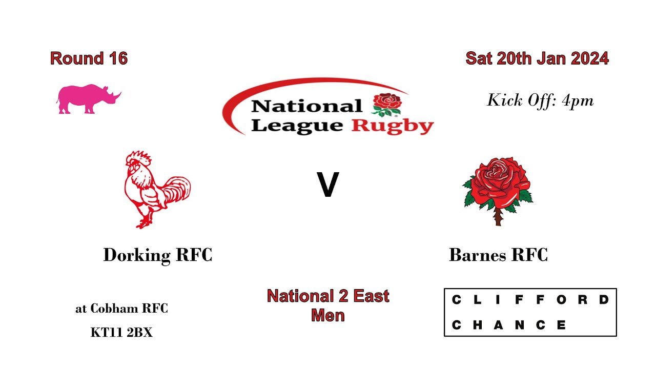 1stXV Men - Dorking RFC 33 v 38 Barnes RFC | 20 Jan 2024 - YouTube