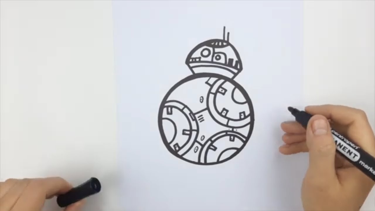 How to draw BB-8 step by step easy / Star Wars characters drawings / BB ...