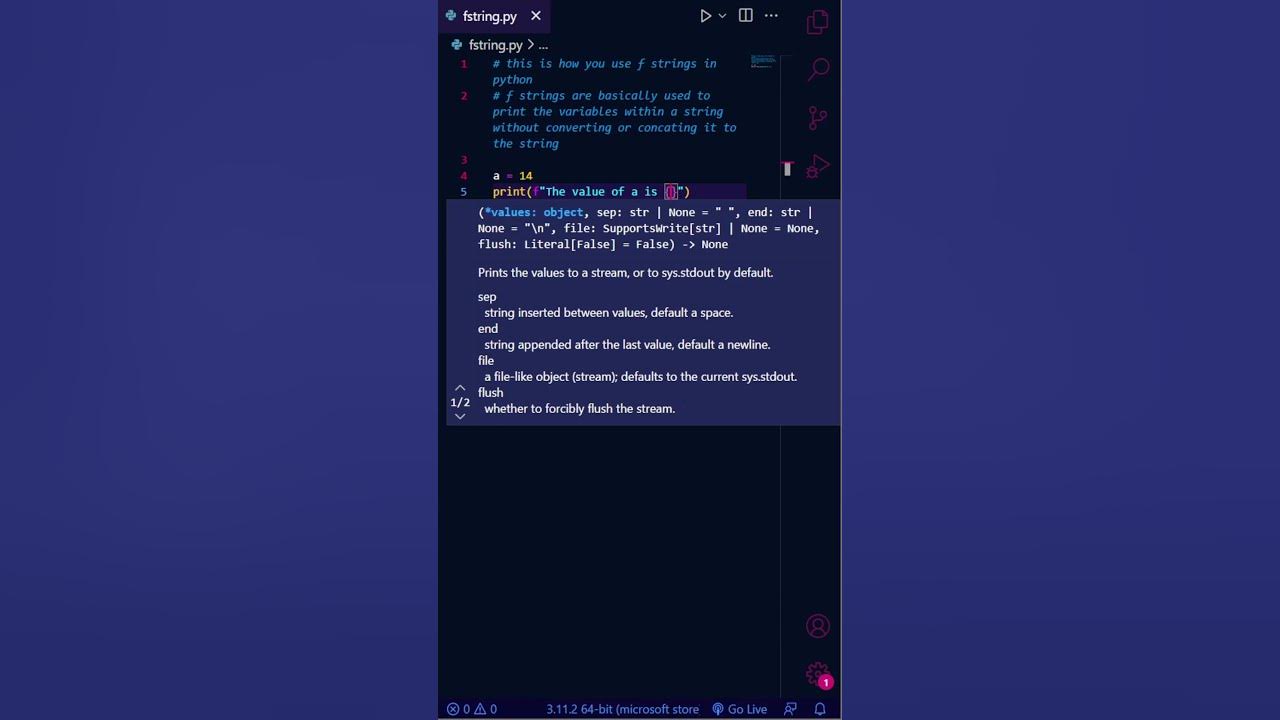 F Strings Python Speed Codes Python Programmer Codingtutorials Youtube