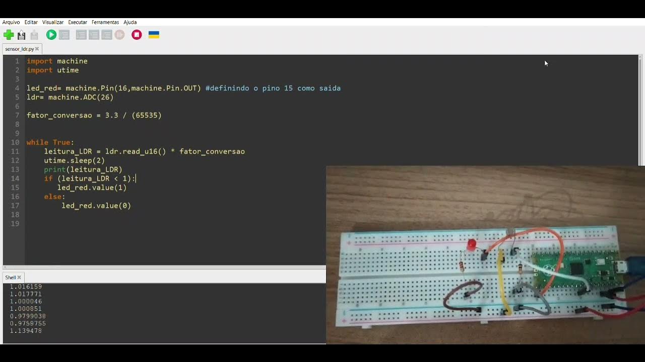 teste sensor LDR - Raspberry Pi Pico - MicroPython - YouTube