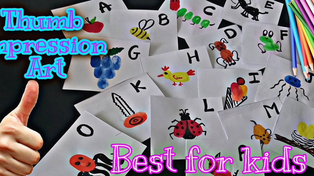 A to Z Thumb impression Drawing for kids/Thumbprint simple drawing /Fun ...