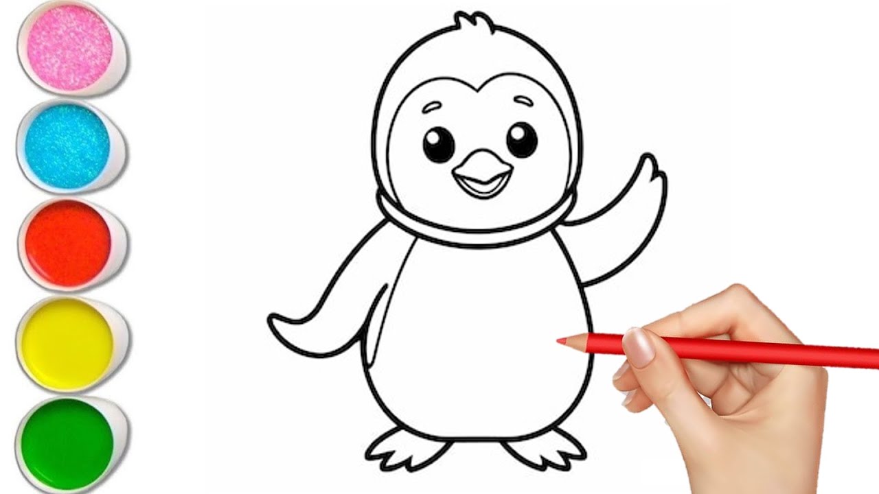 penguin drawing, how to draw penguin for kids & toddlers, easy kids ...