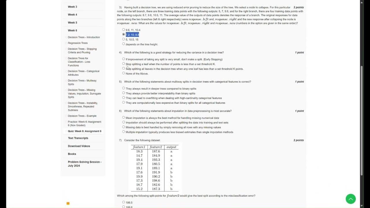 NPTEL Introduction to Machine Learning Week 6 Assignment Solution August 2024 IIT Madras - YouTube
