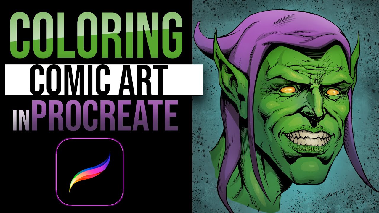 Coloring Comic Art in Procreate [ Green Goblin ] - YouTube
