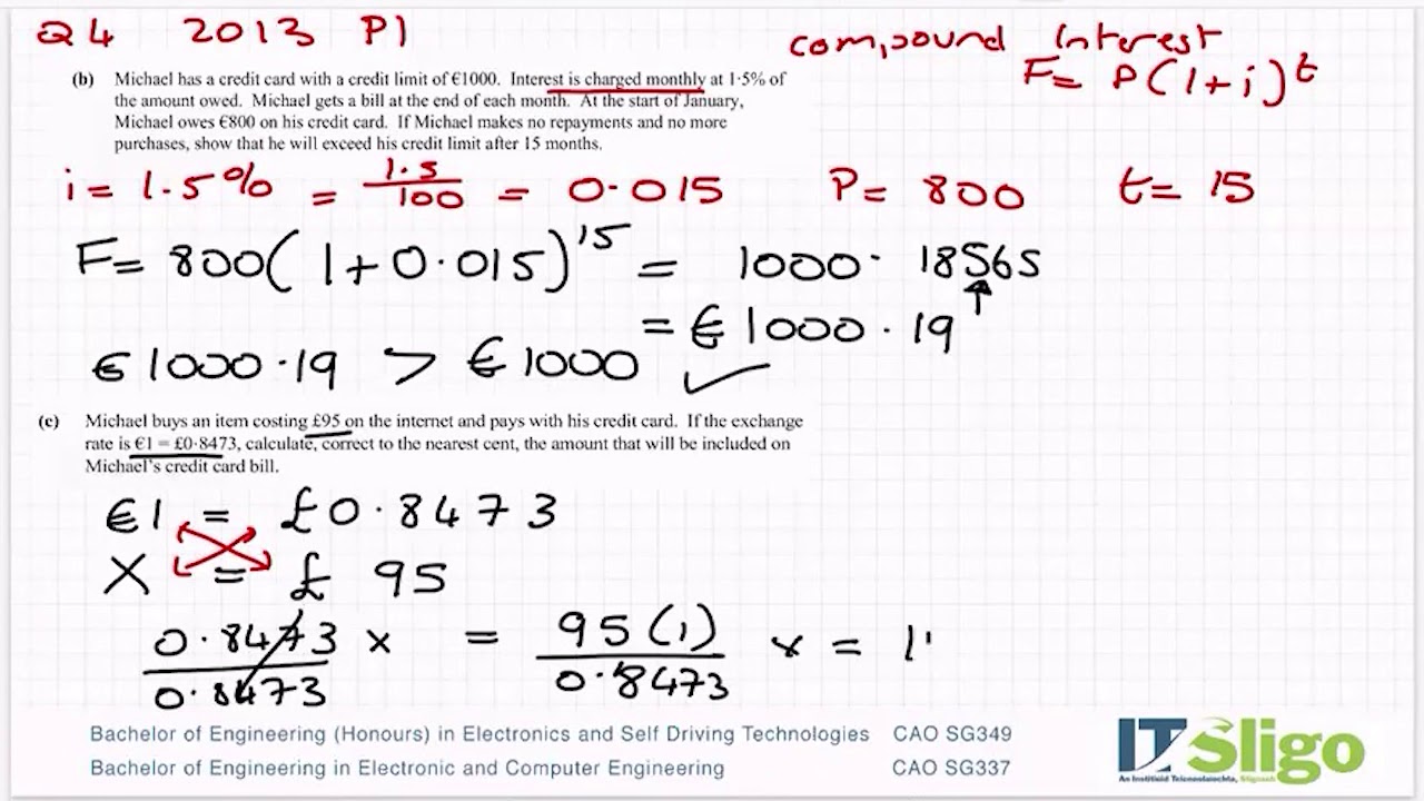 Financial Maths 2013 Paper 1 Q4 Leaving Cert Ordinary Level Maths - YouTube