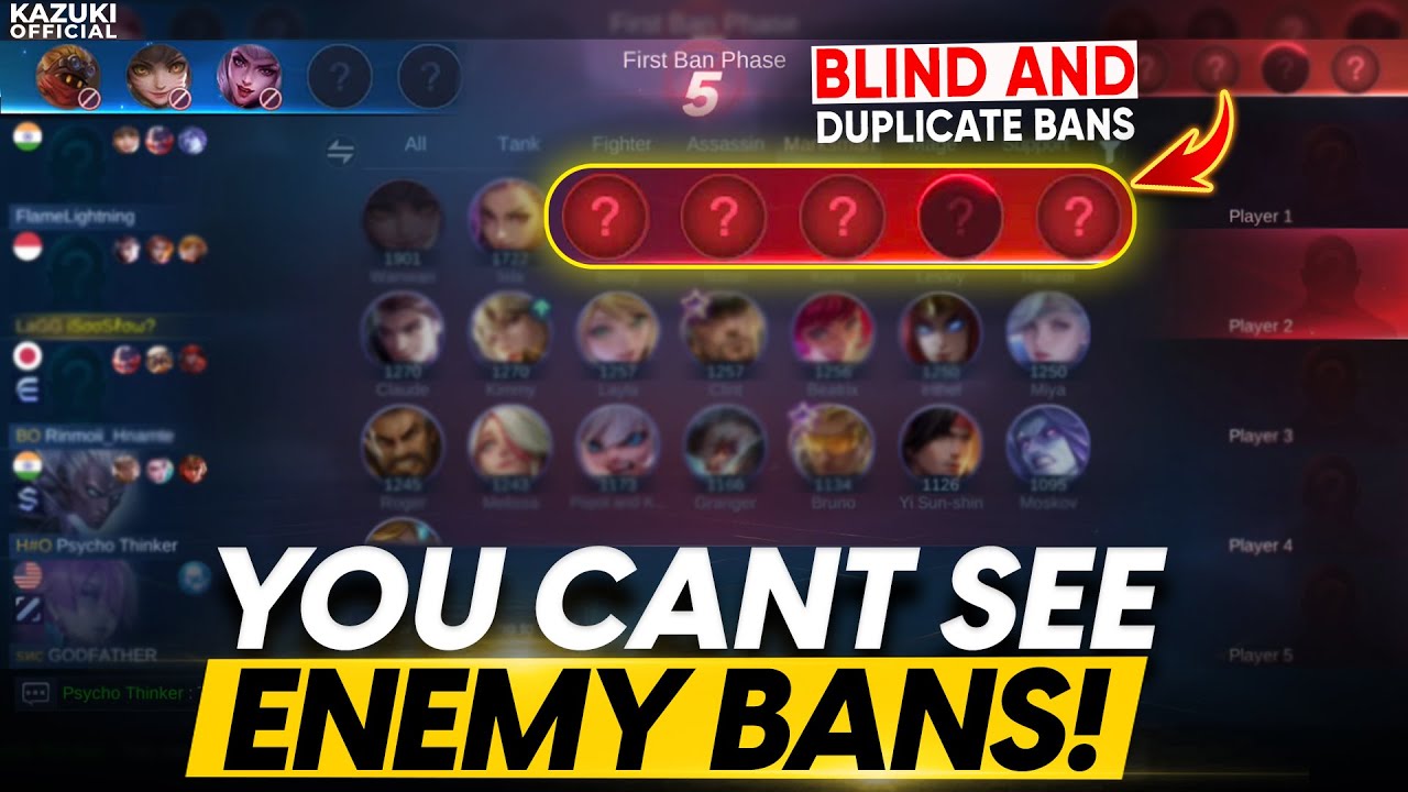 YOU CAN'T SEE ENEMY BANS! | NEW 10 BAN DRAFT PICK | TIPS & TRICKS - YouTube