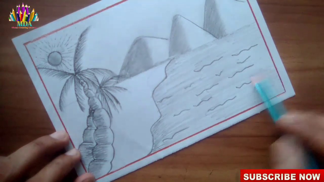 How To Draw Sea Beach Scenerystep By Step Easy Draw