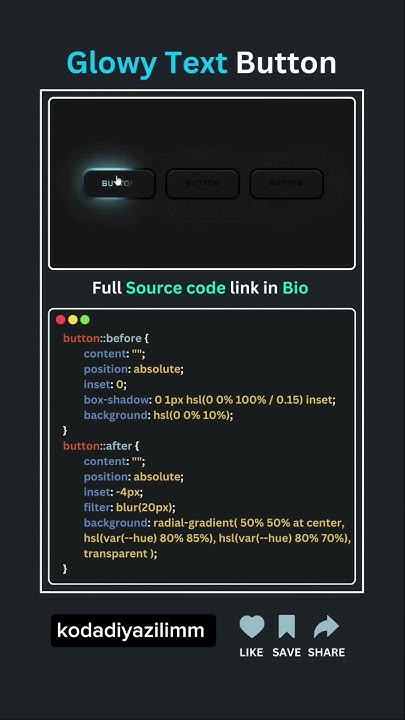 Glowy Text Button Using Html Css Youtube 