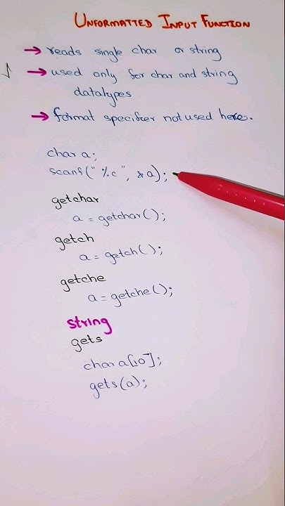 Unformatted Input Functions in C Program | Tamil Tutorial Explaining thier Usage - YouTube
