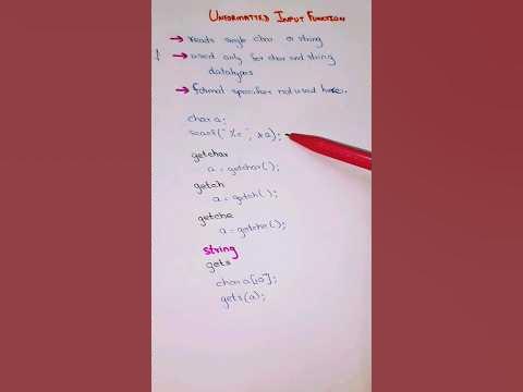 Unformatted Input Functions in C Program | Tamil Tutorial Explaining thier Usage - YouTube