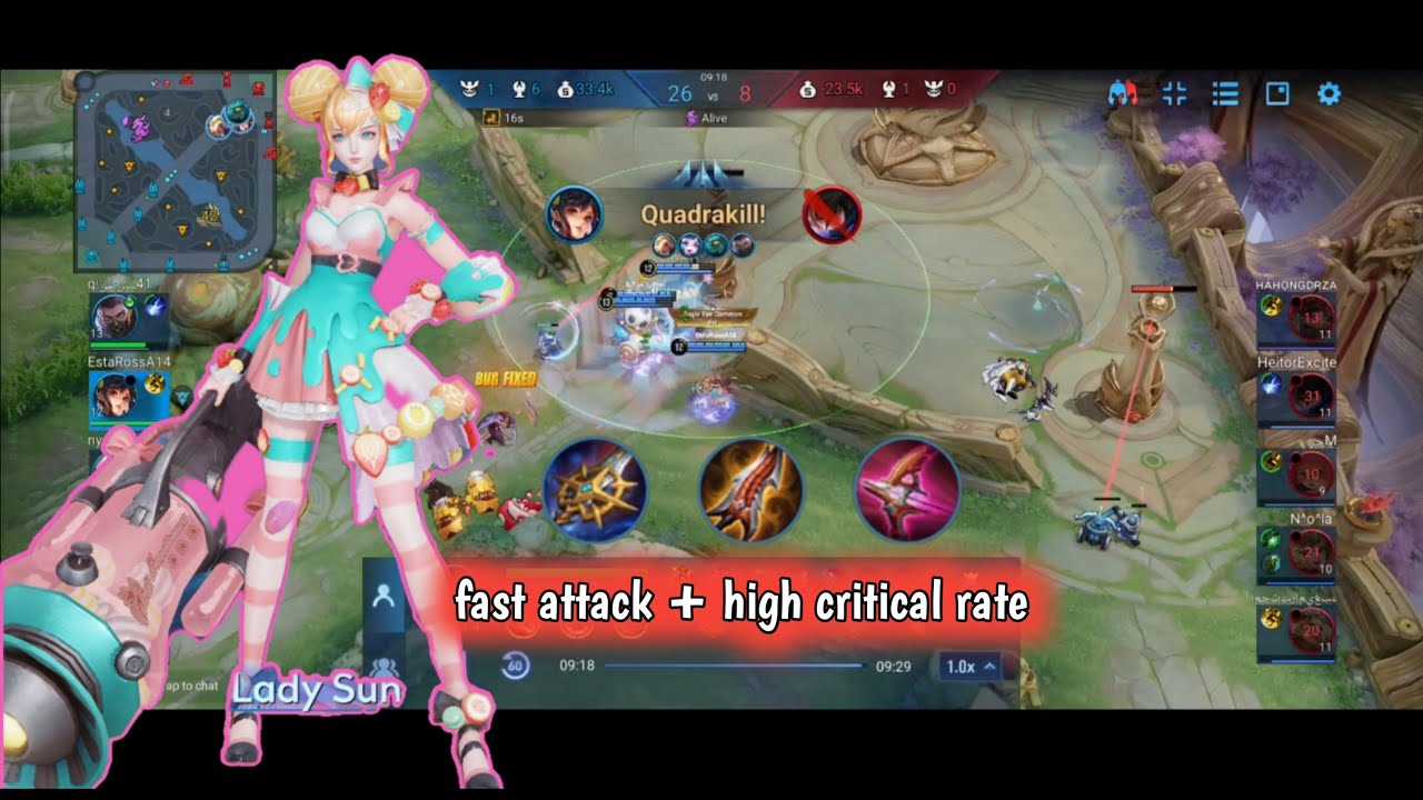 HONOR of KINGS | LADY SUN A TIER MM | FAST ATT + HIGH CRIT RATE # ...