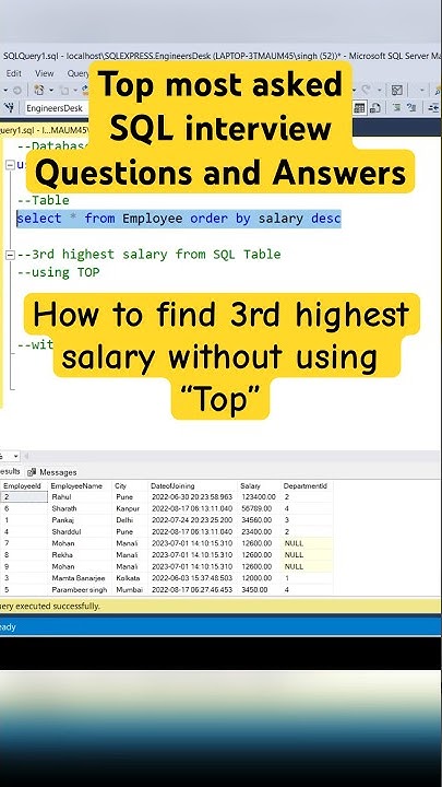 How To Find Third Highest Salary Without Using Top Sql Sqlqueries Sqlinterview Coding