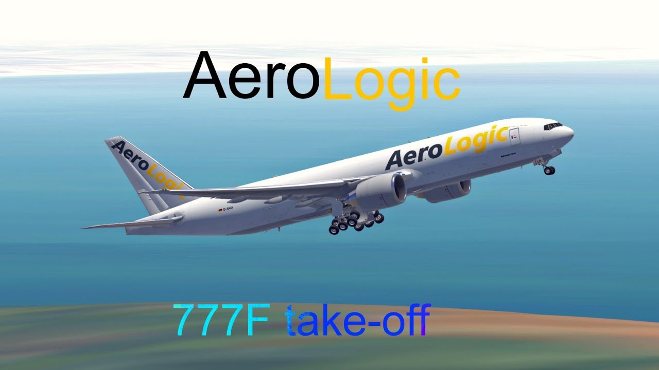 Aerologic's Boeing 777F taking off - YouTube